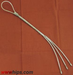 Peruvian rawhide riding whip, three tails